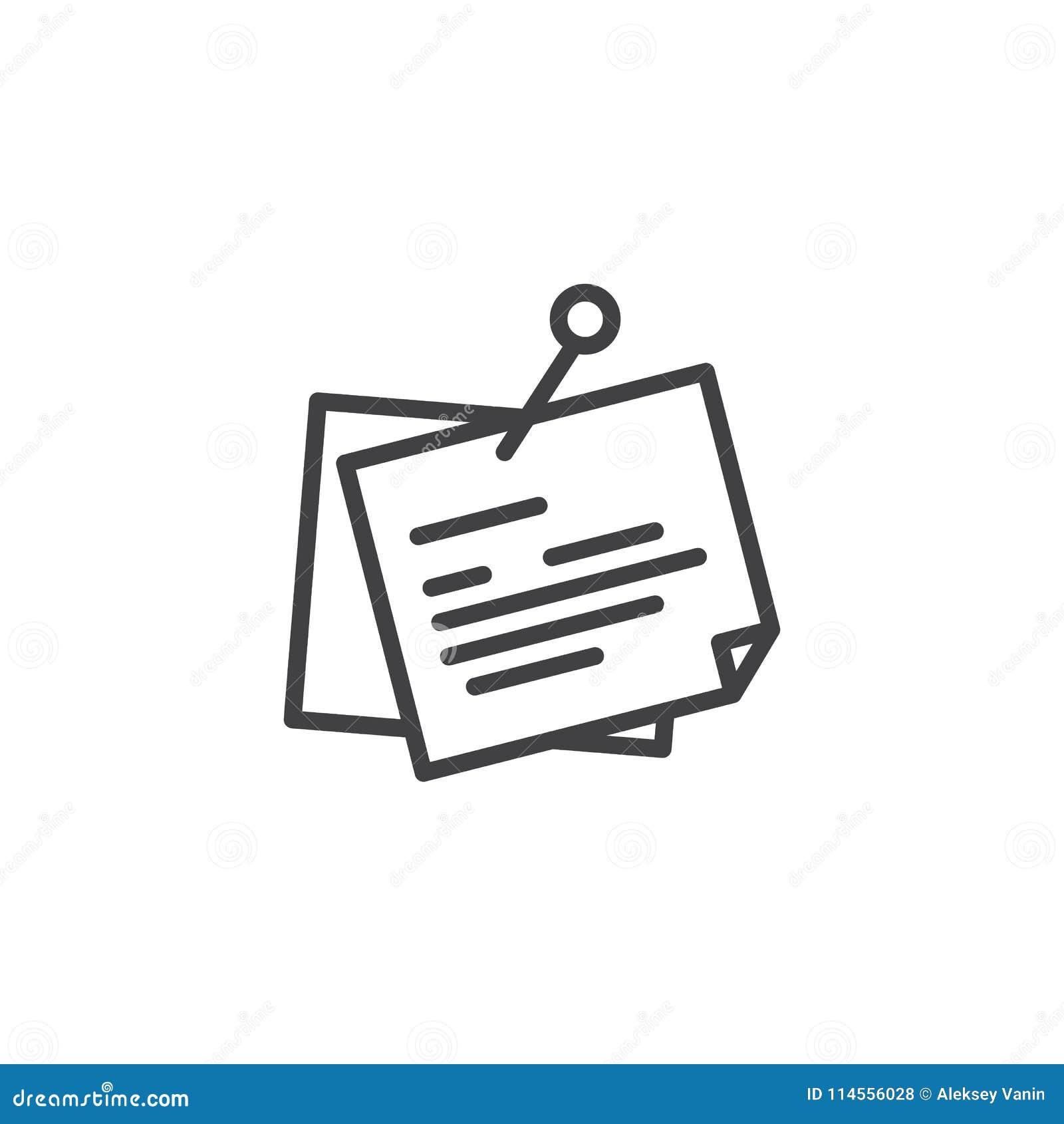 Reminder Notes with Pin Outline Icon Stock Vector - Illustration of ...