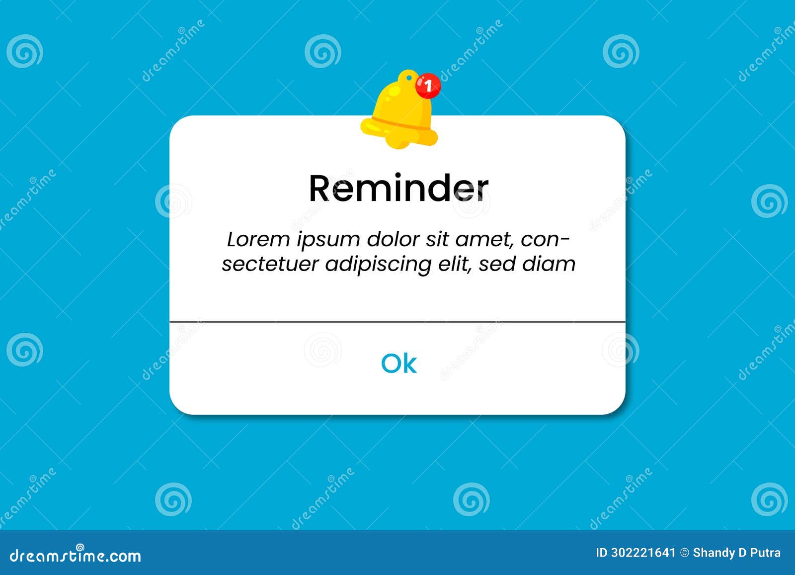Reminder Notification with Bell Alert Popup Stock Vector - Illustration ...