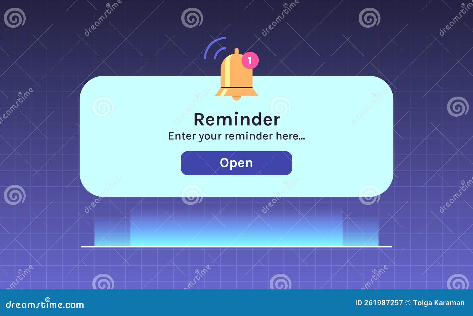 Reminder, Notification Page with Floating Elements and Business ...