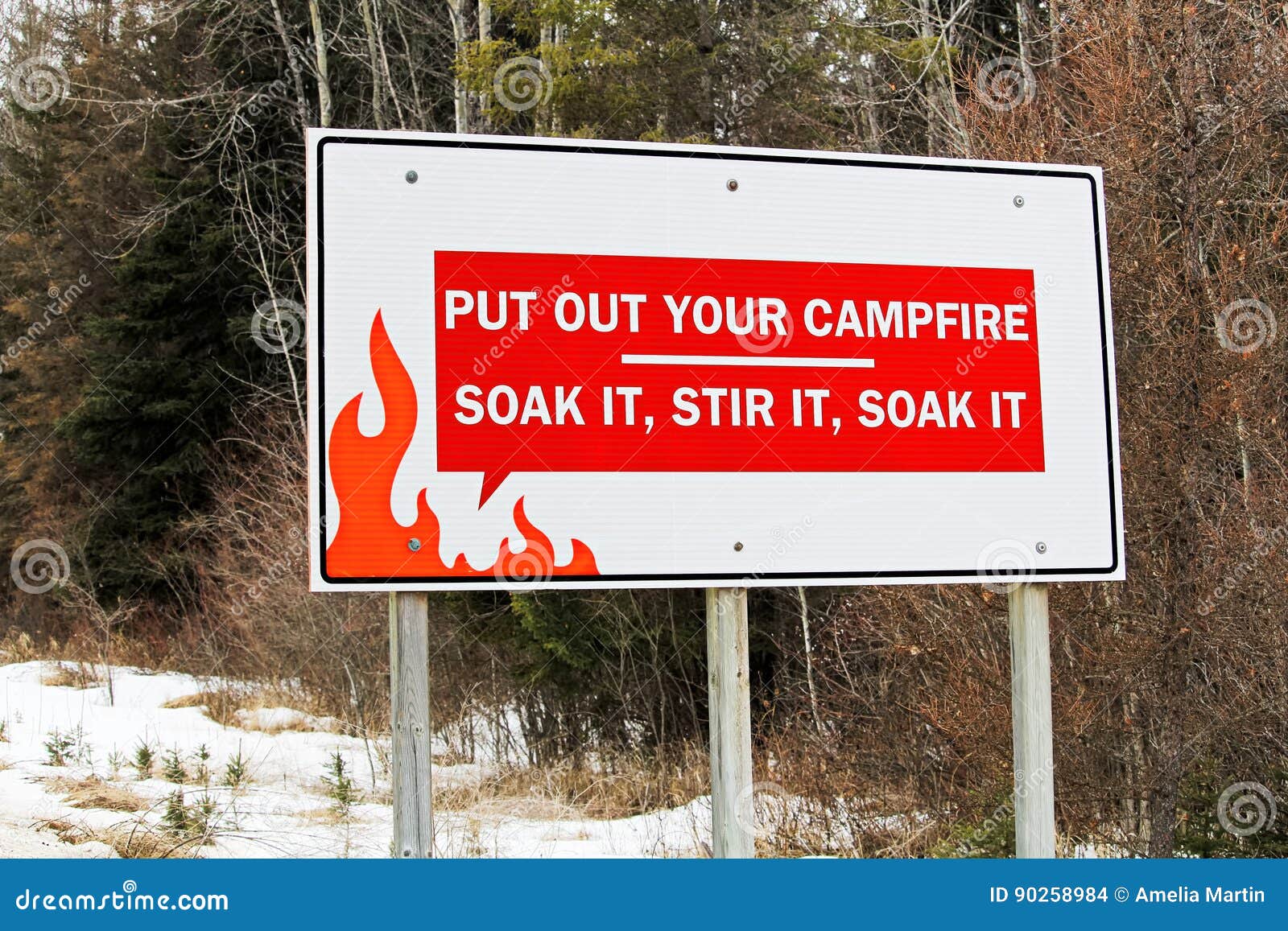 Reminder about Putting Out Campfire Sign Stock Photo - Image of danger ...