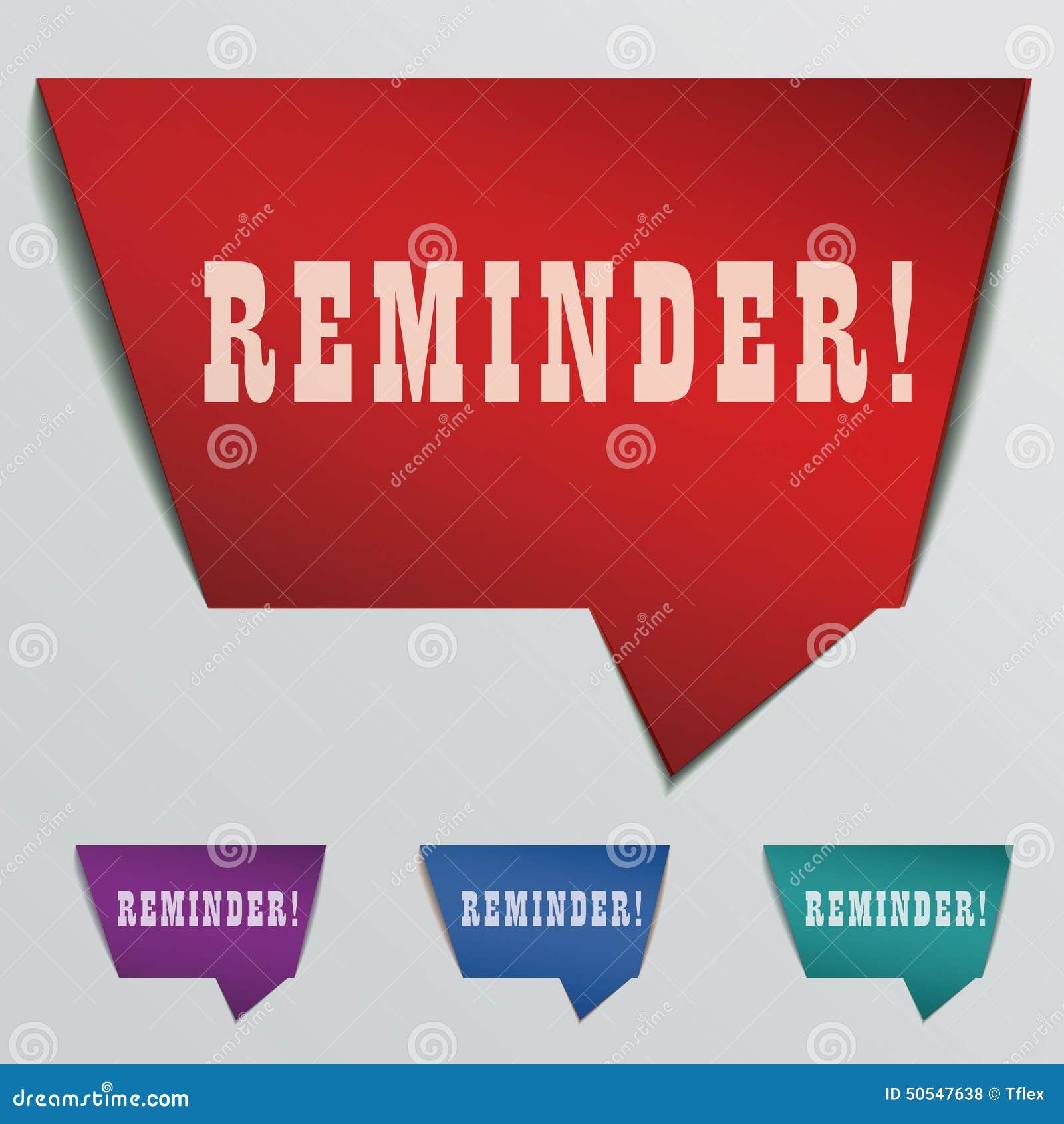 Reminder Red 3d Realistic Paper Speech Bubble Stock Vector ...