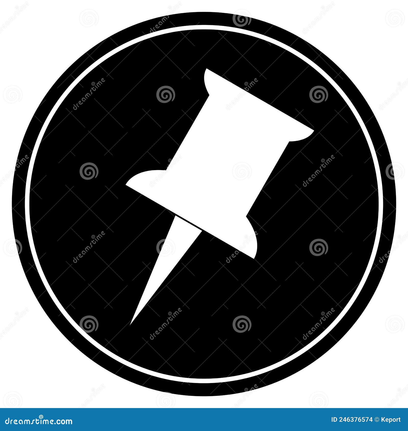Reminder Symbol on Black Button with White Frame Stock Illustration ...