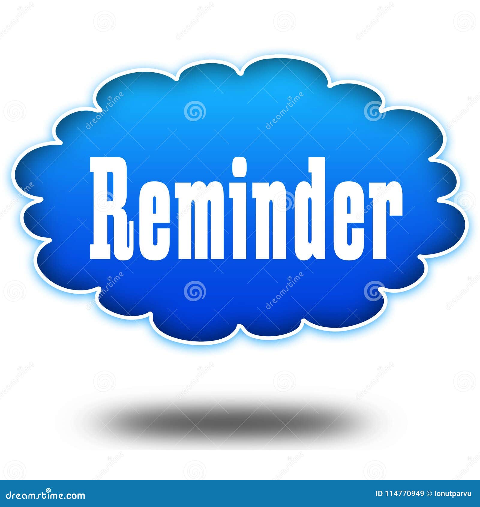 REMINDER Text Message on Hovering Blue Cloud. Stock Illustration ...