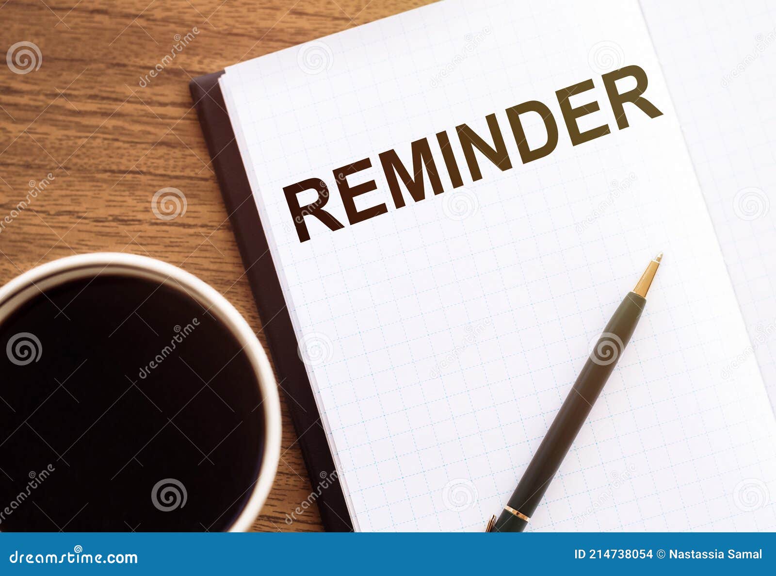 REMINDER - Text on Notepad on Wooden Desk Stock Photo - Image of ...
