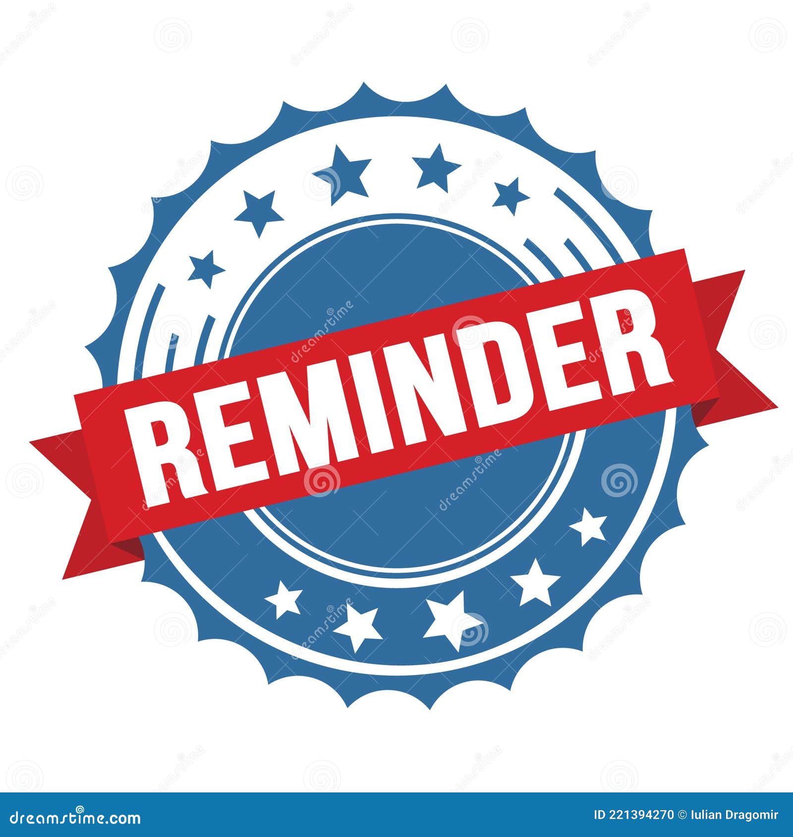 REMINDER Text on Red Blue Ribbon Stamp Stock Illustration ...