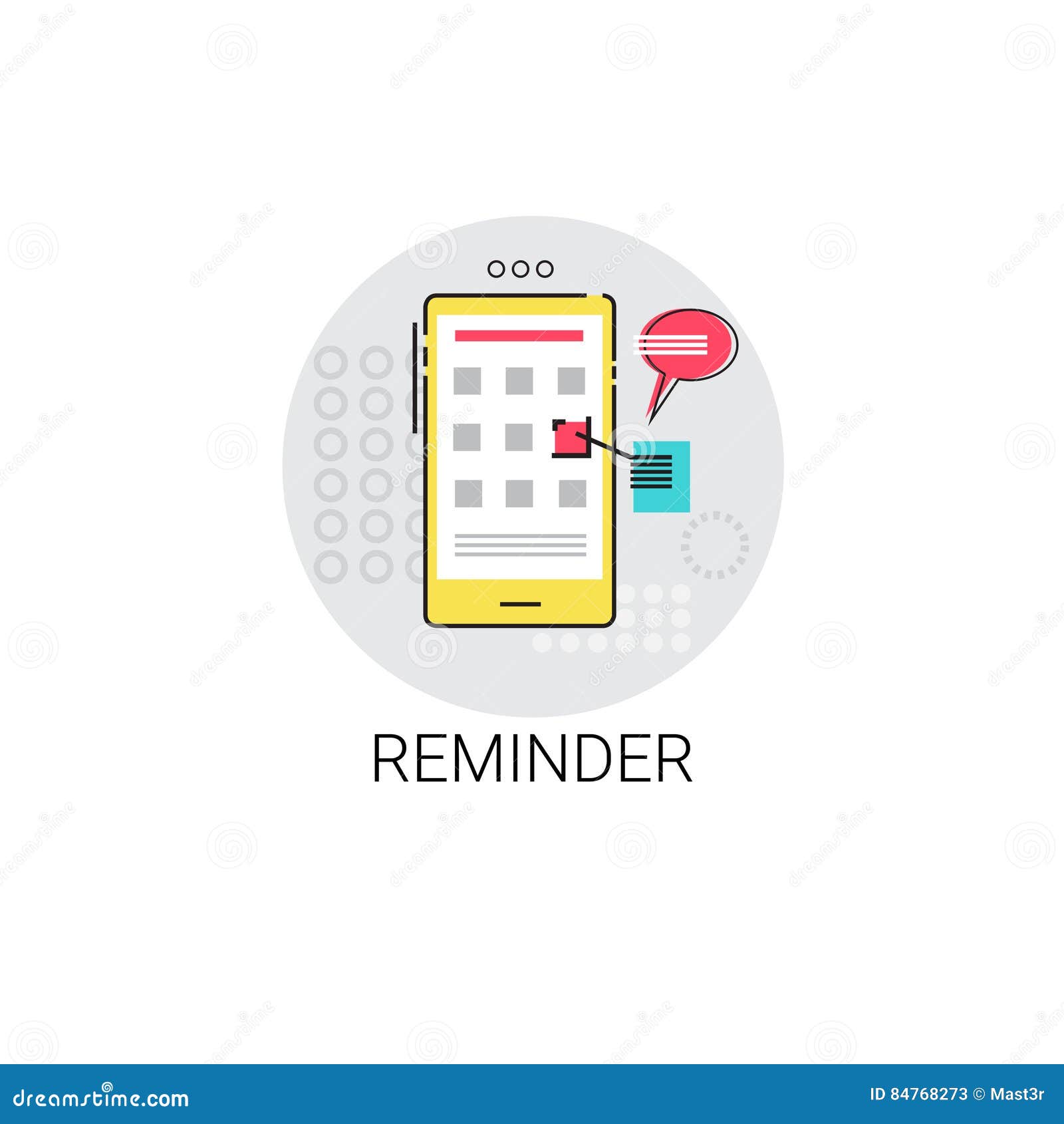 Reminder Time Mobile Application Icon Stock Vector - Illustration of ...