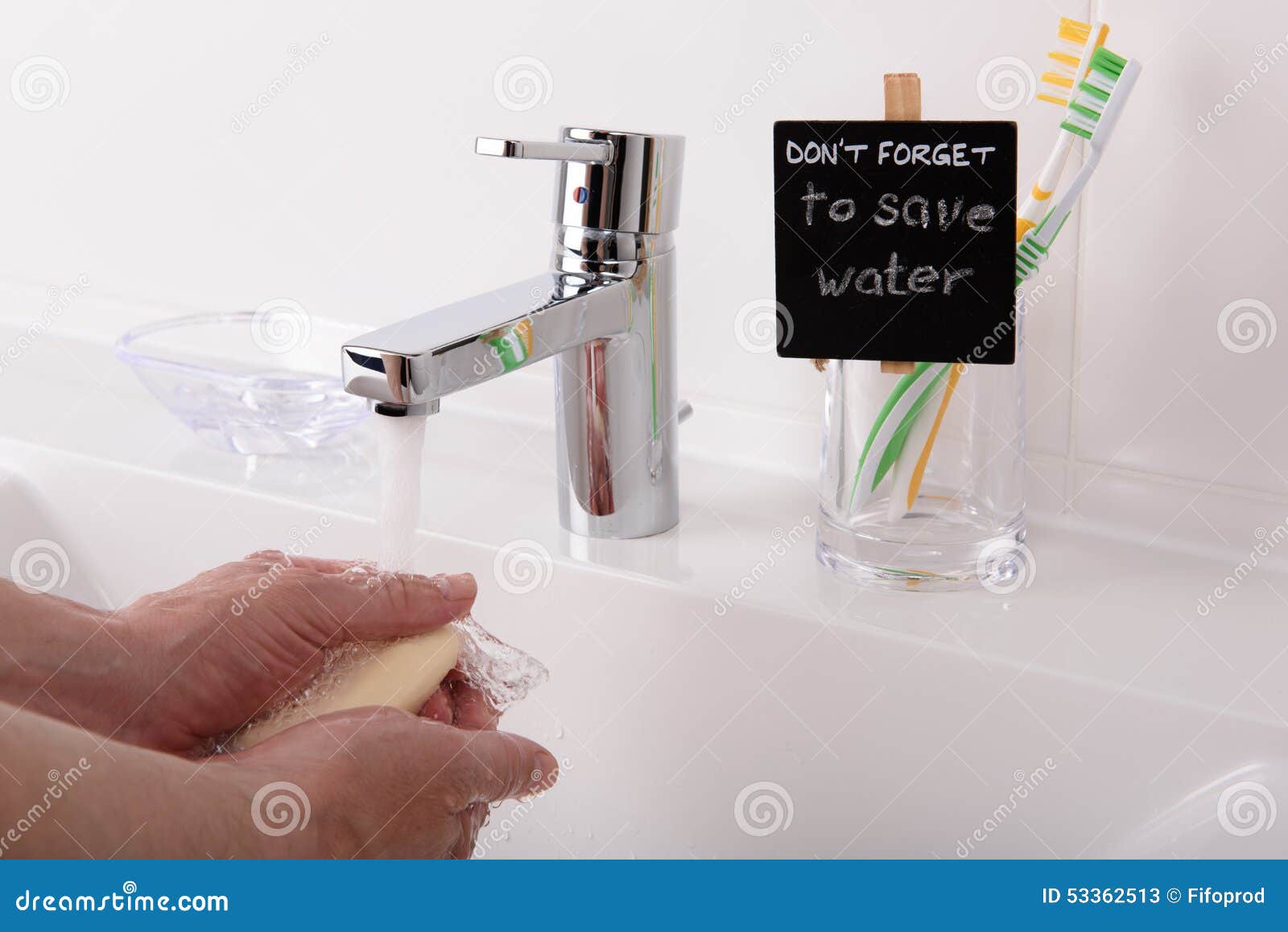 Reminder To Save Water In The Bathroom Stock Image Image Of Luxury