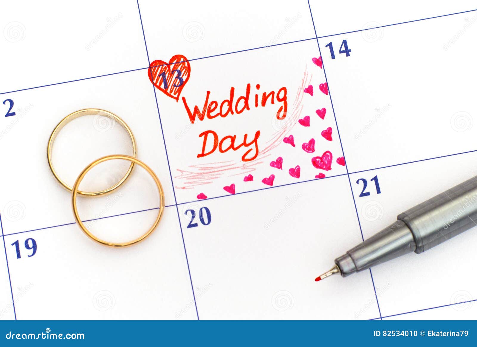 Reminder Wedding Day In Calendar Planning Royalty-Free Stock ...