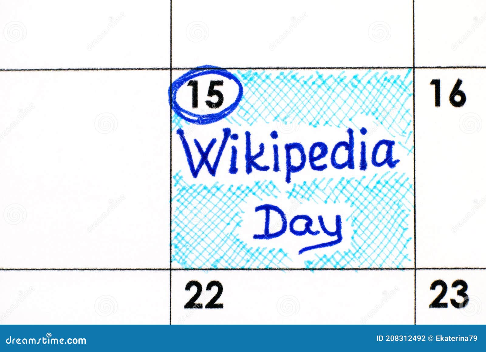 Reminder Wikipedia Day in Calendar Stock Photo - Image of word ...