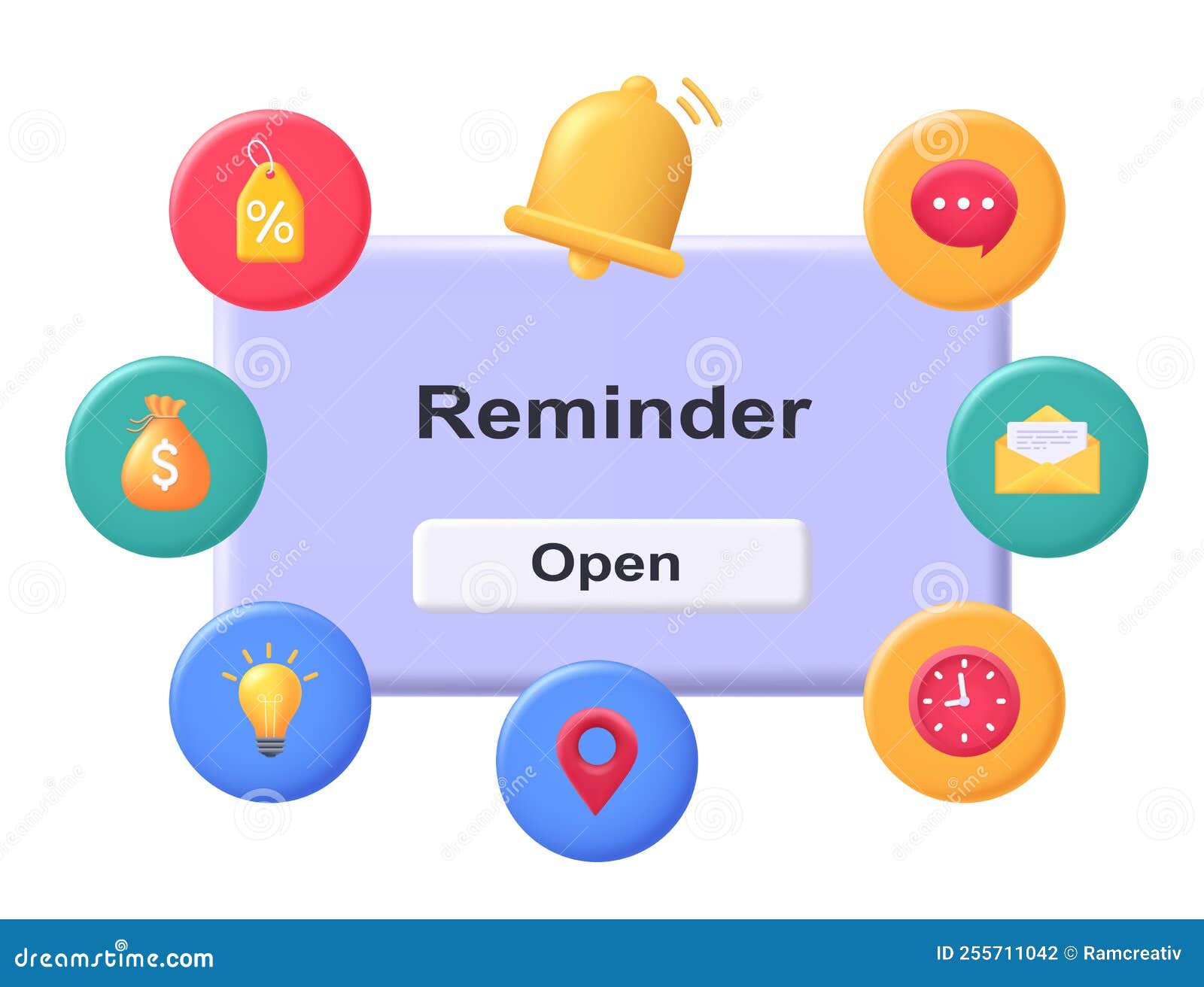Reminder Window with Notification Icons. Concept Business Planning ...