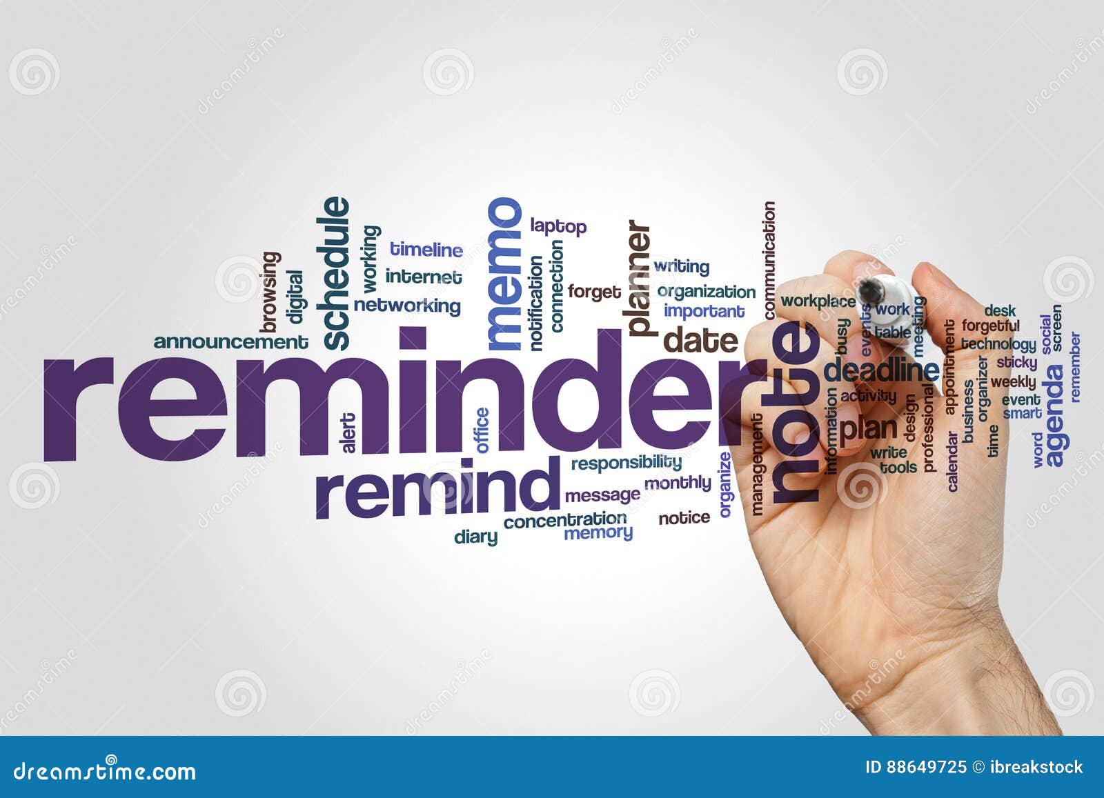 Reminder word cloud stock image. Image of memo, planner - 88649725