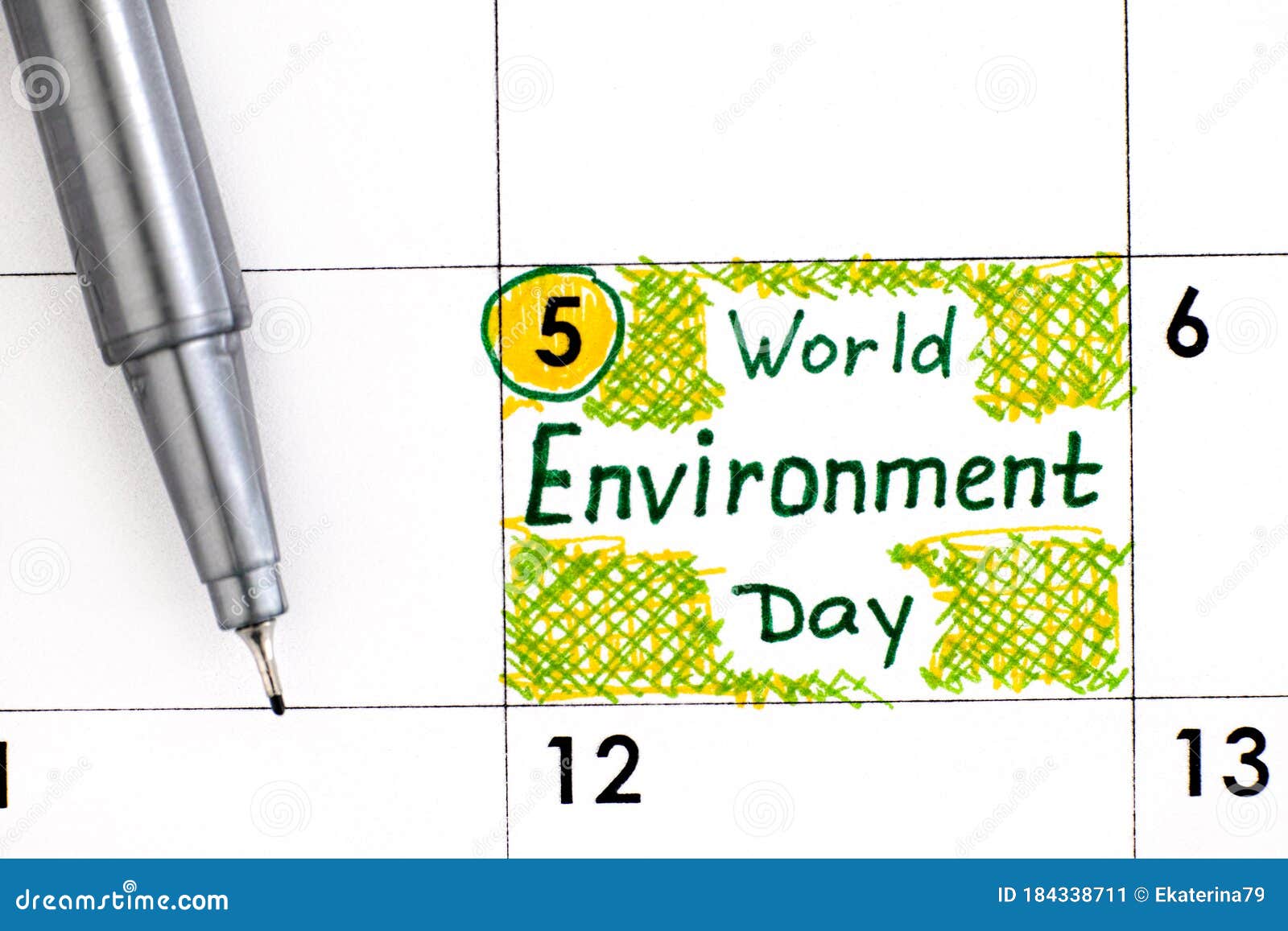Reminder World Environment Day in Calendar with Pen Stock Image - Image ...