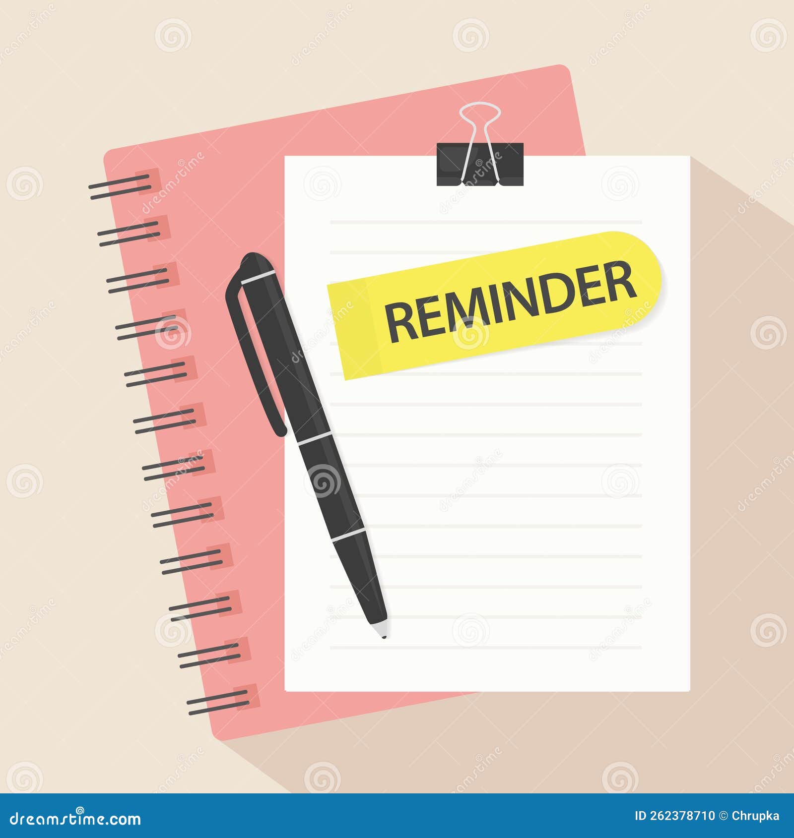 Reminder Written on Stikcy Note Stock Vector - Illustration of office ...