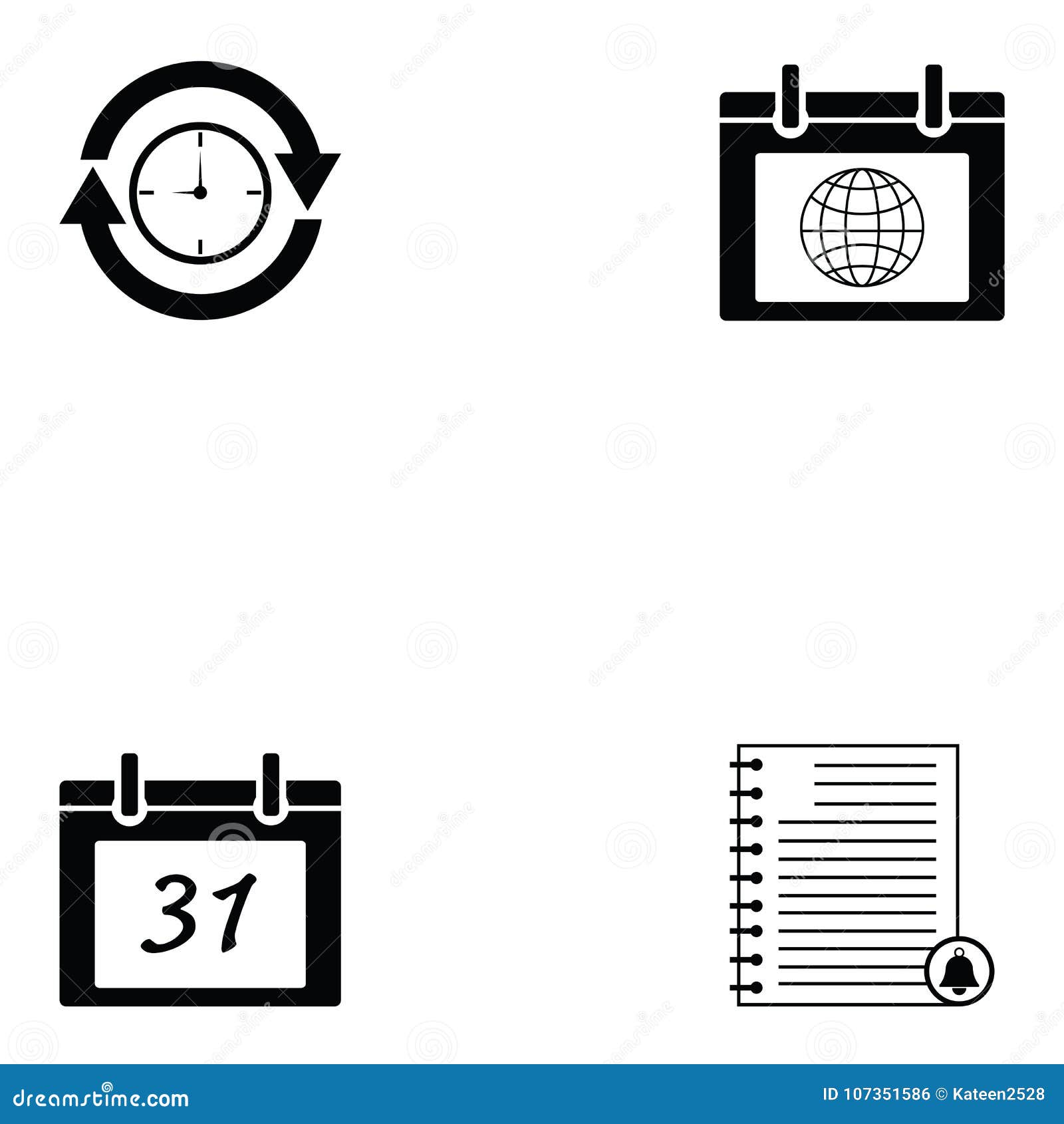 Reminders icon set stock vector. Illustration of sign - 107351586