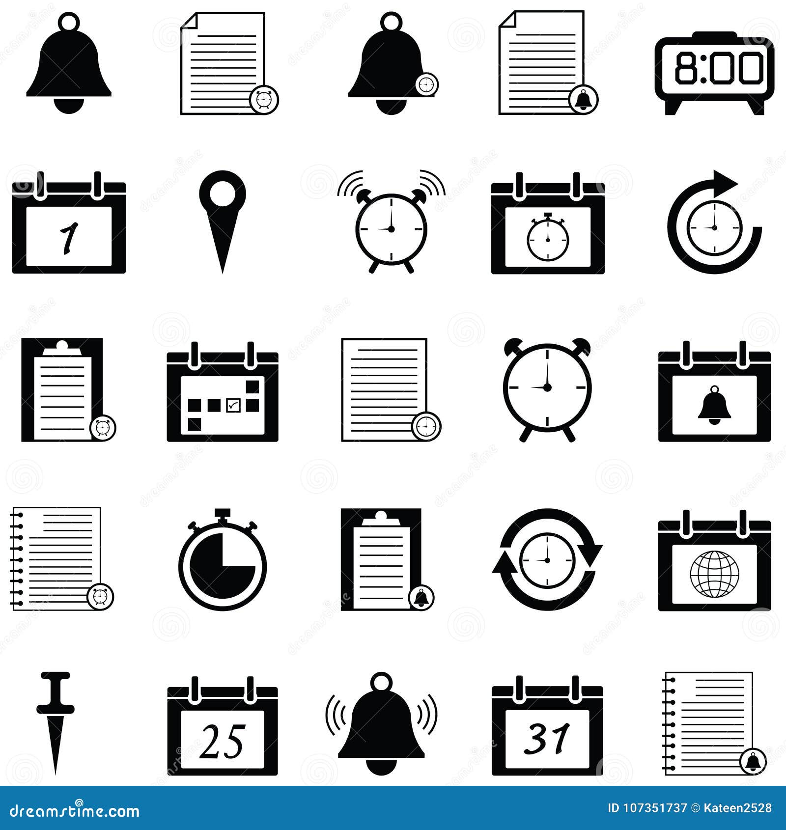 Reminders icon set stock illustration. Illustration of reminders ...