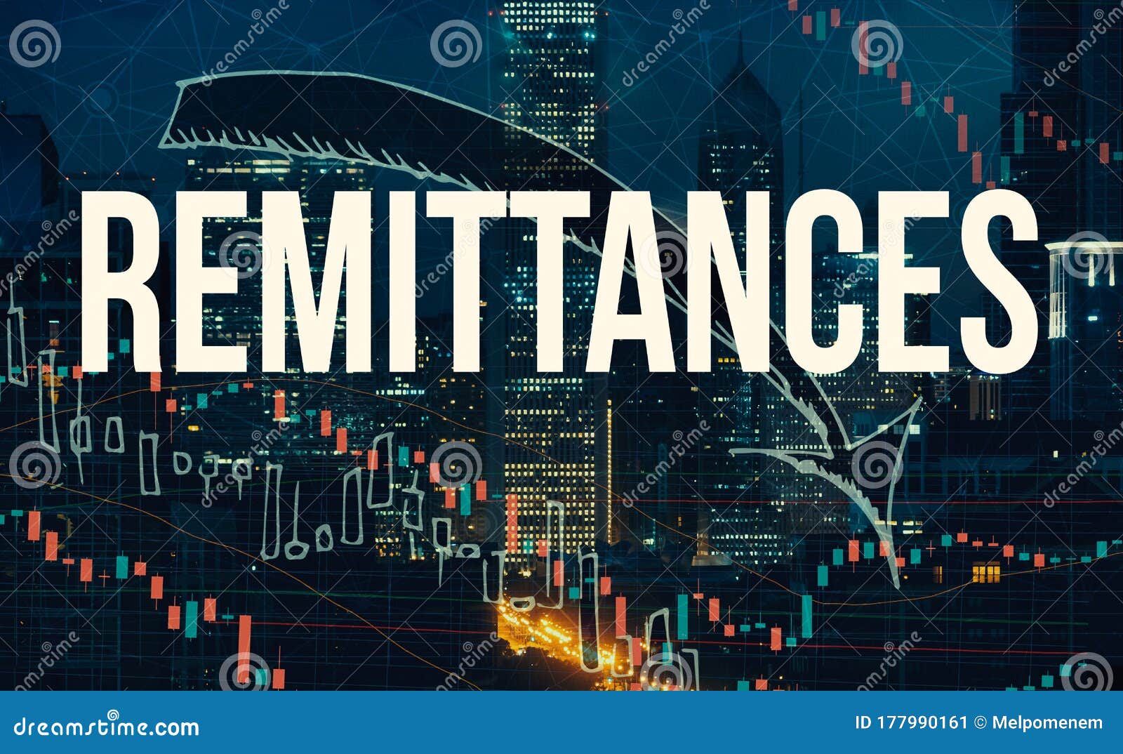 Remittances Theme with Chicago Skyscrapers Stock Image - Image of ...