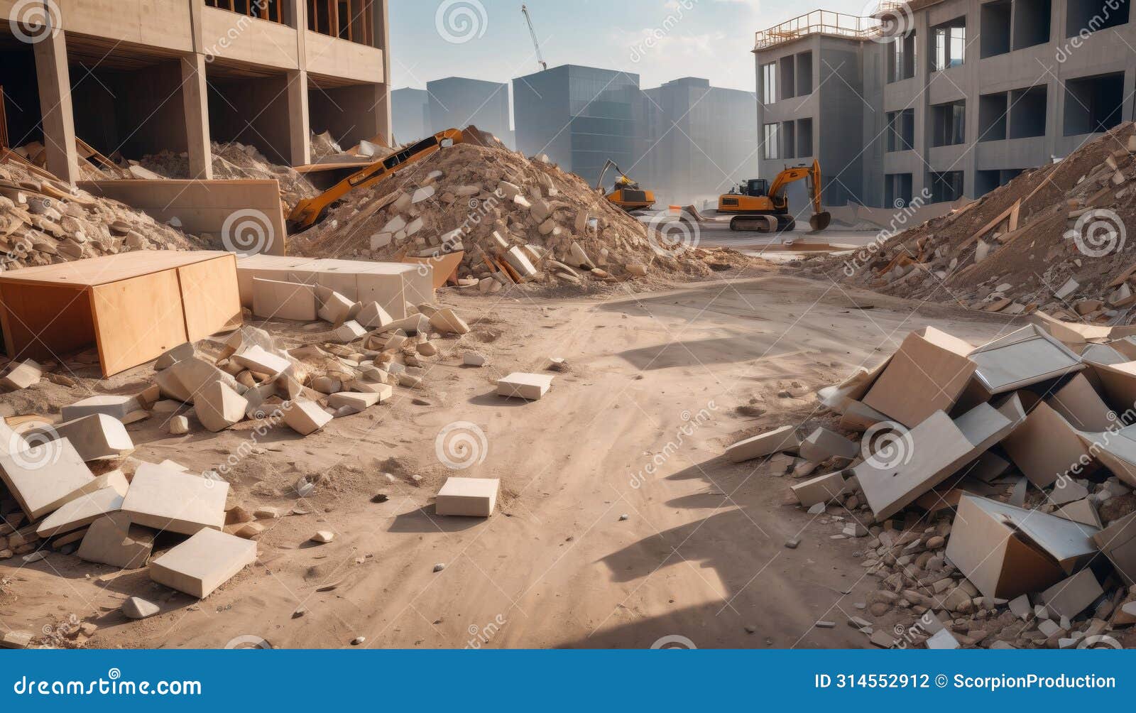 Construction Debris at Building Site Stock Photo - Image of industry ...