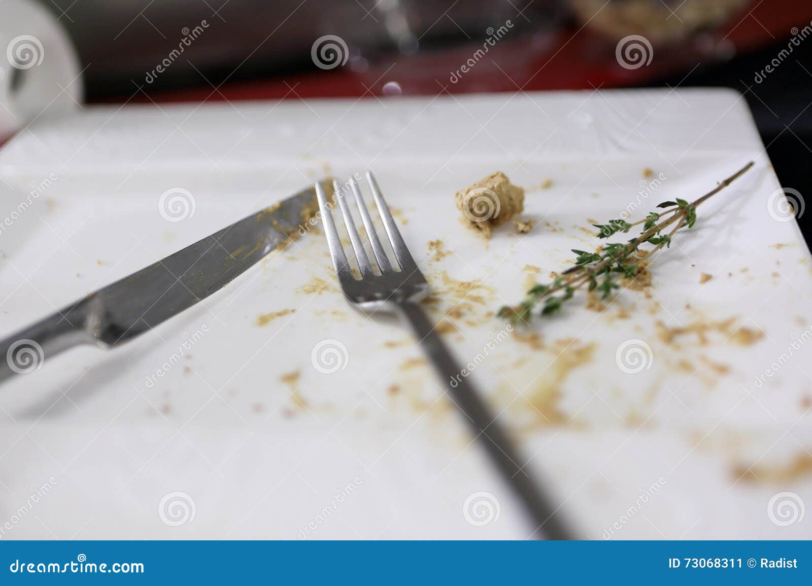 Remnants of Food and Fork with Knife Stock Image - Image of dining ...