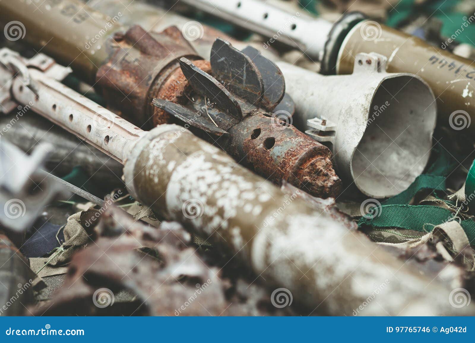 Remnants Of Shells Anti-tank Rocket Propelled Grenade Launcher And High ...