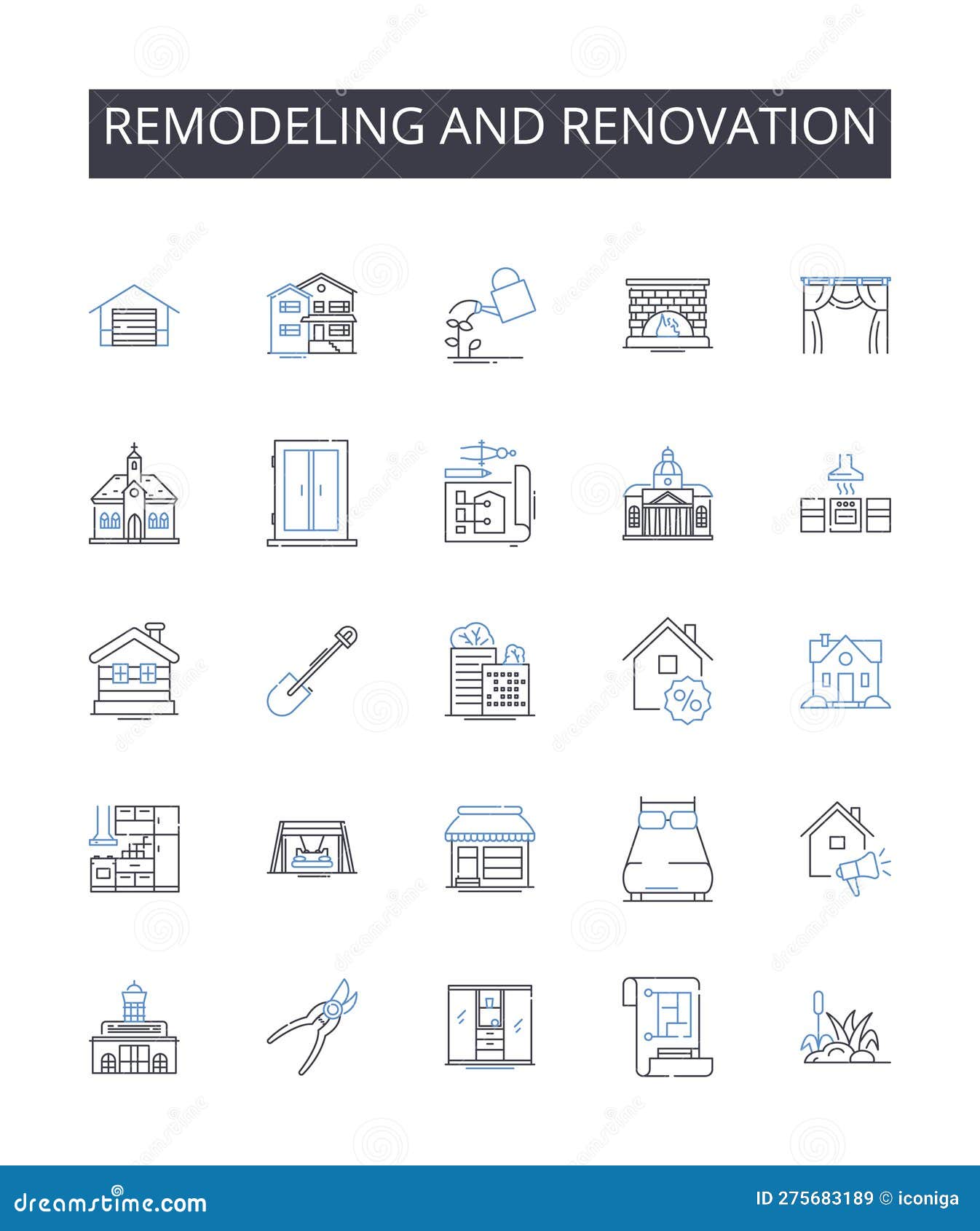 Remodeling And Renovation Line Icons Collection. Refurbishing ... Remodeling And Renovation Line Icons Collection. Refurbishing ...