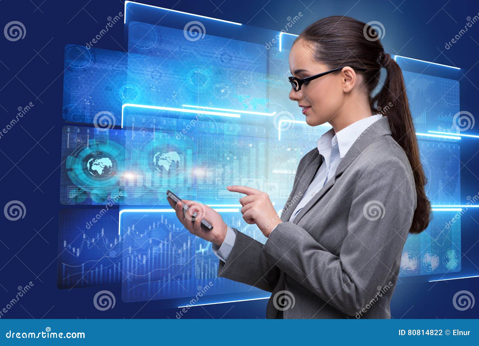 The Remote Access Concept with Mobile Phone Stock Photo - Image of ...