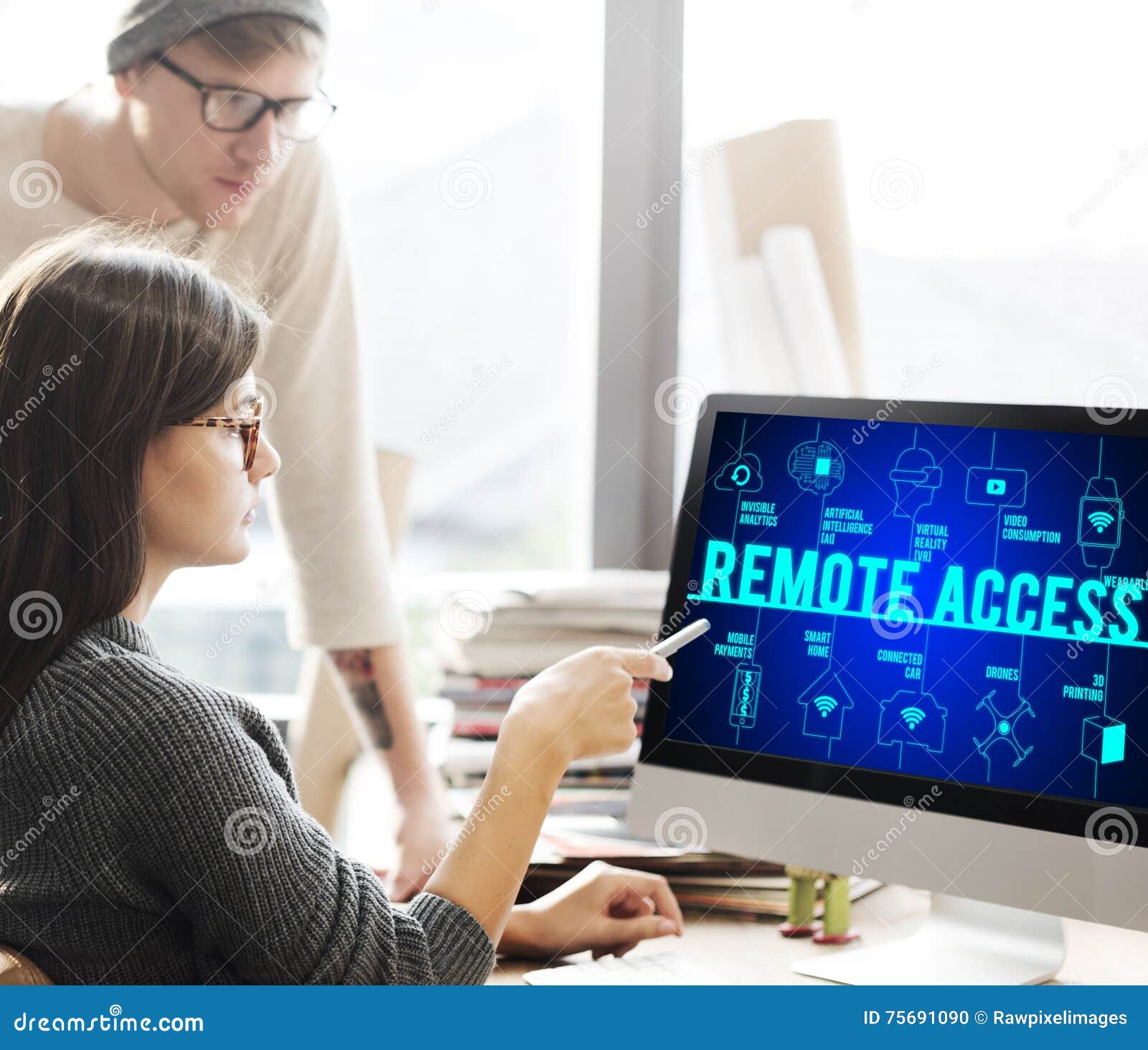 Remote Access Connected Drones Technology Concept Stock Photo - Image ...