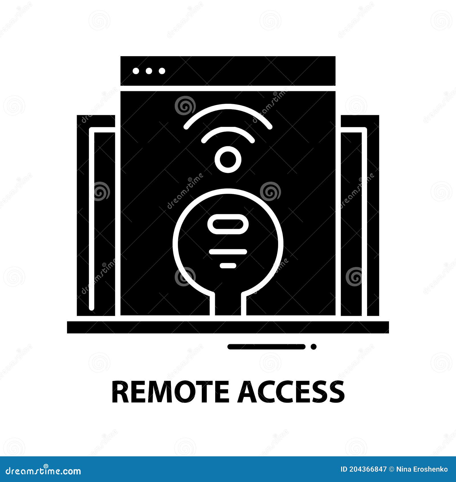 Remote Access Icon, Black Vector Sign with Editable Strokes, Concept ...