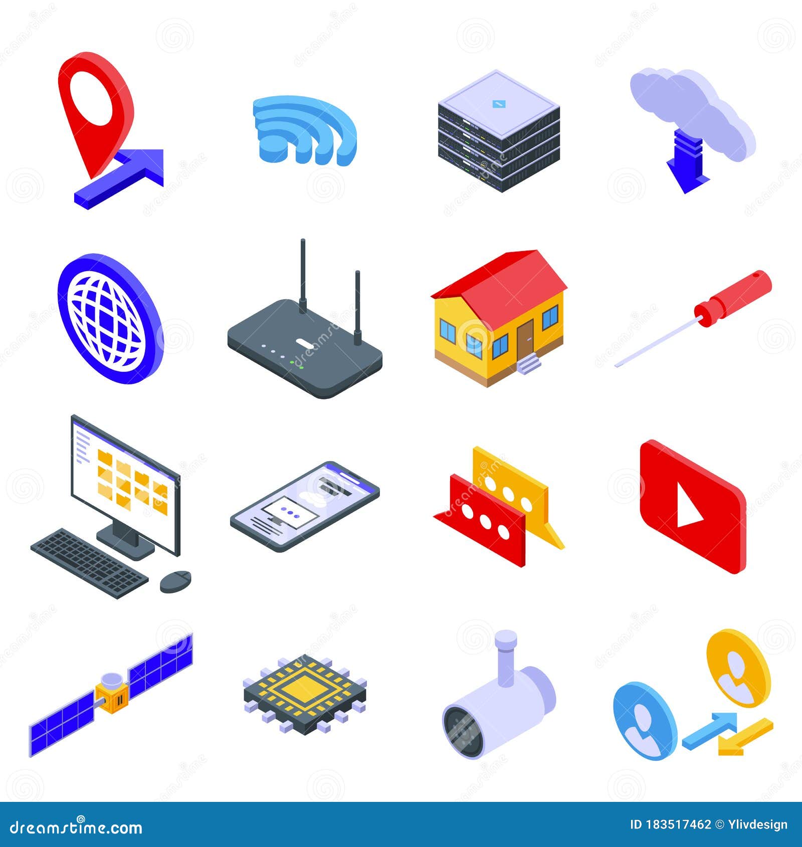 Remote Access Icons Set, Isometric Style Stock Vector - Illustration of ...