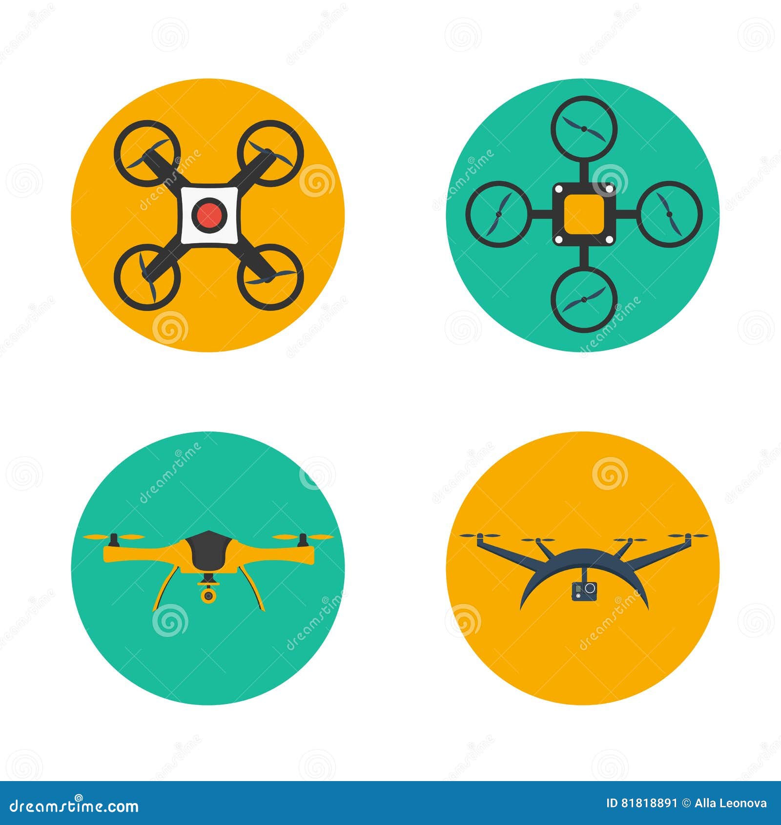 Remote Aerial Drone with a Camera Taking Photography or Video. Flat ...