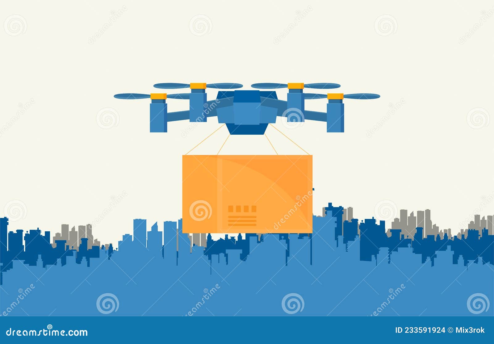 Remote Air Drone with a Box in Flat Style Vector Stock Vector ...
