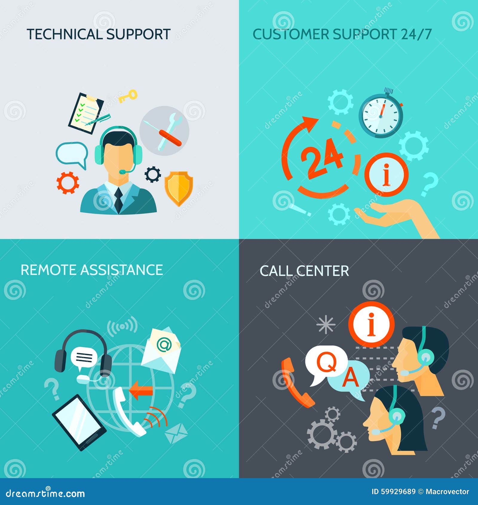 Remote Assistance and Technical Support Banners Stock Vector ...