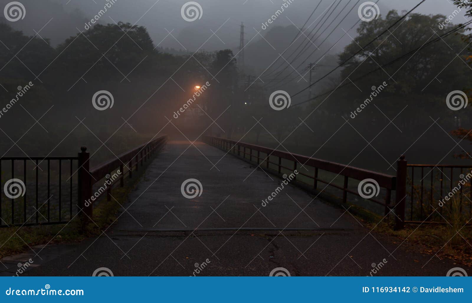 Remote bridge at night stock photo. Image of beam, asia - 116934142