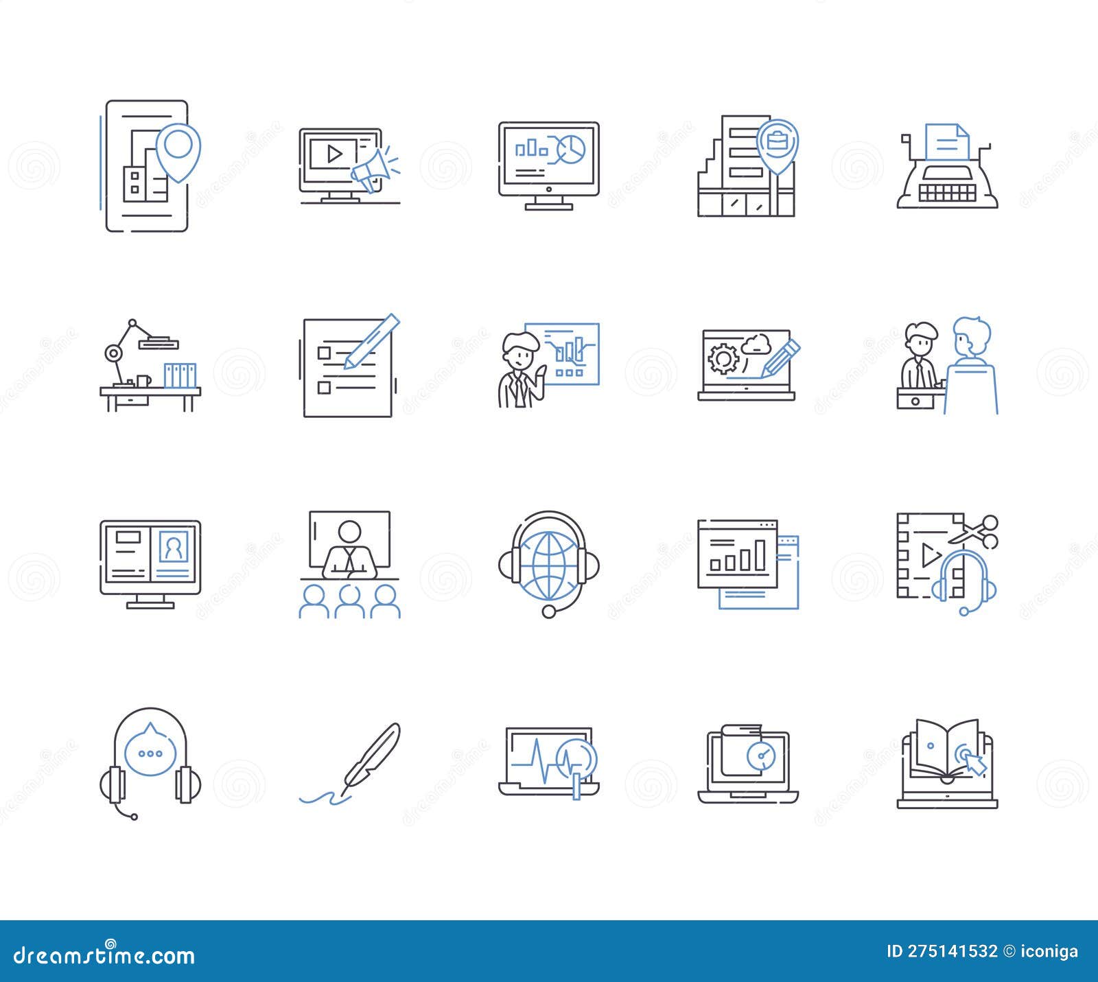 Remote Business Outline Icons Collection. Remote, Business, Work ...