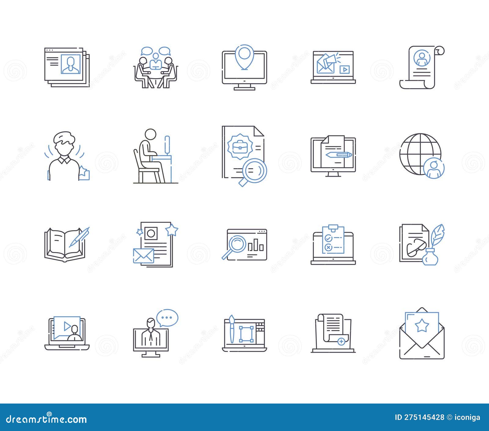 Remote Business Outline Icons Collection. Remote, Business, Work ...