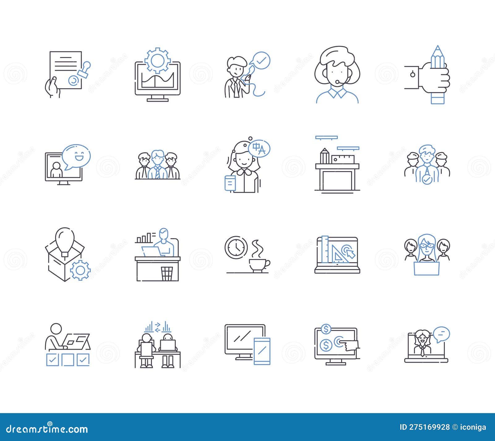 Remote Business Outline Icons Collection. Remote, Business, Work ...
