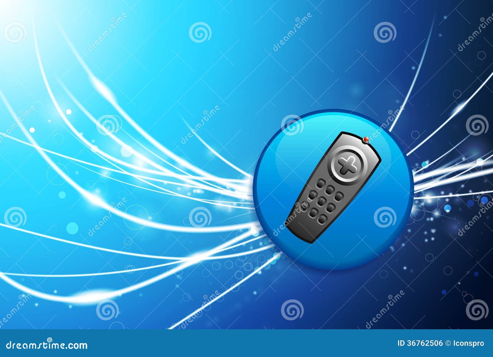 Remote Button on Blue Abstract Light Background Stock Illustration ...
