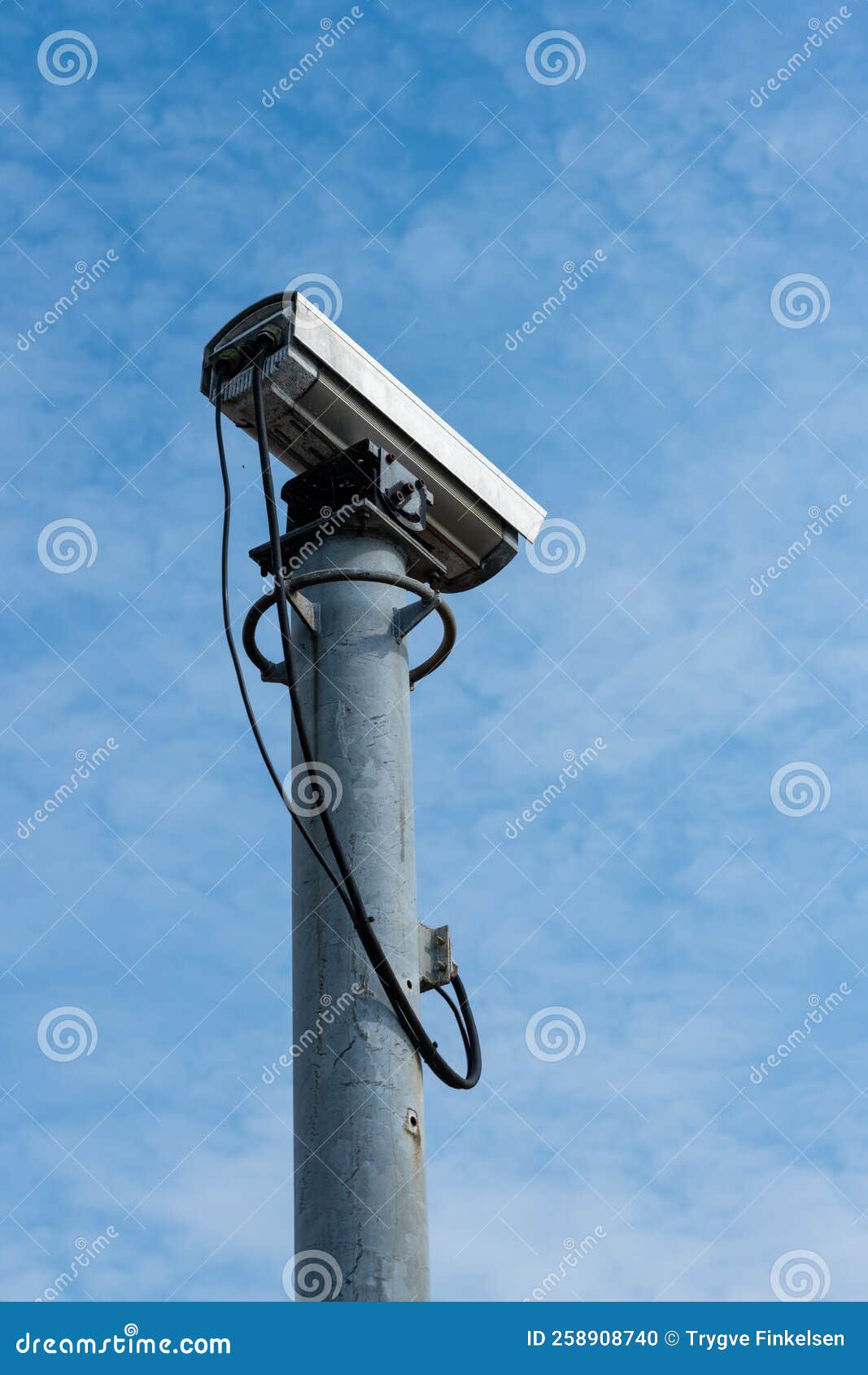 Remote CCTV Camera on Top of a Tall Pylon.. Stock Photo - Image of ...