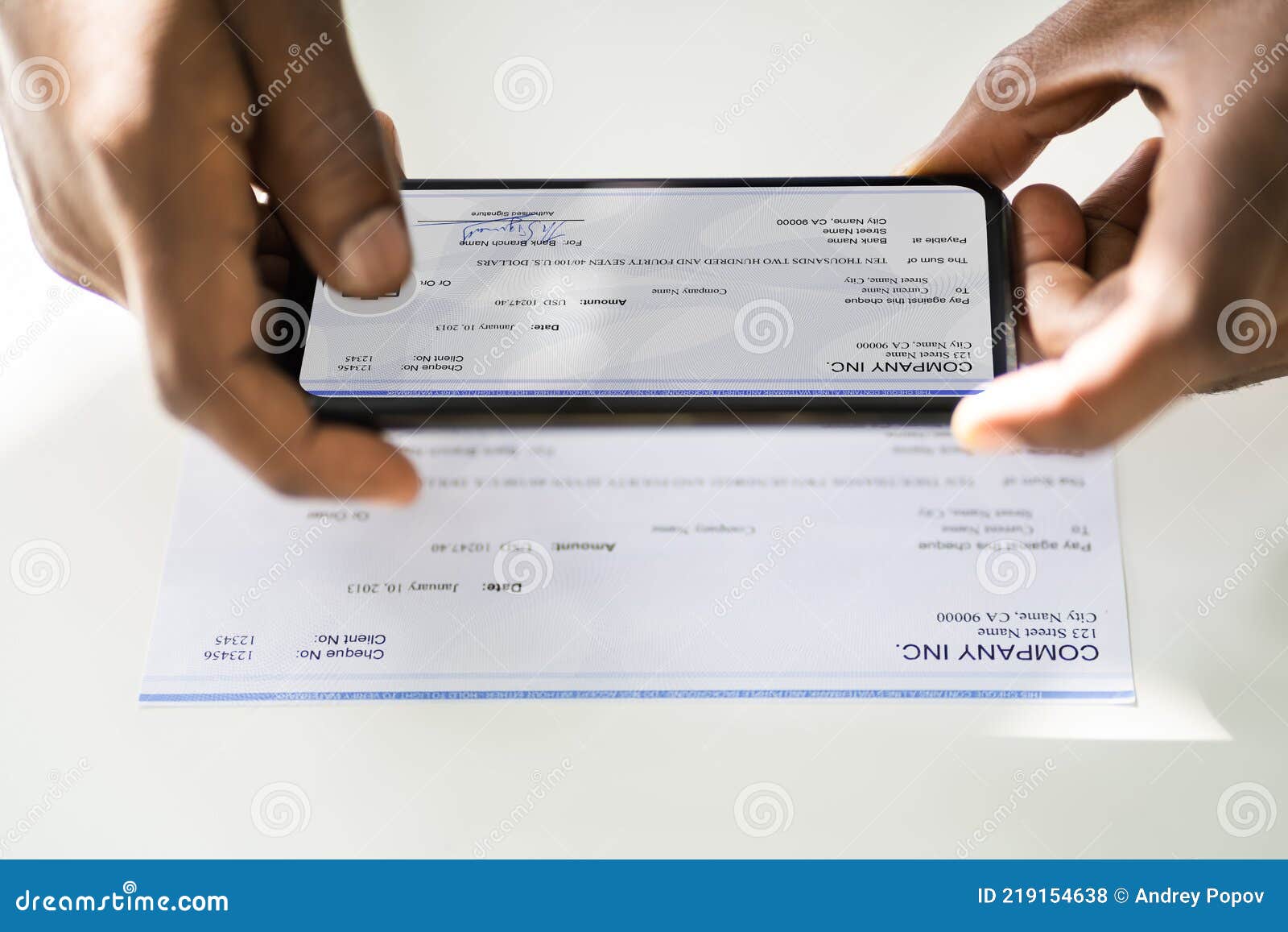 Remote Check Deposit stock photo. Image of cheque, online - 219154638
