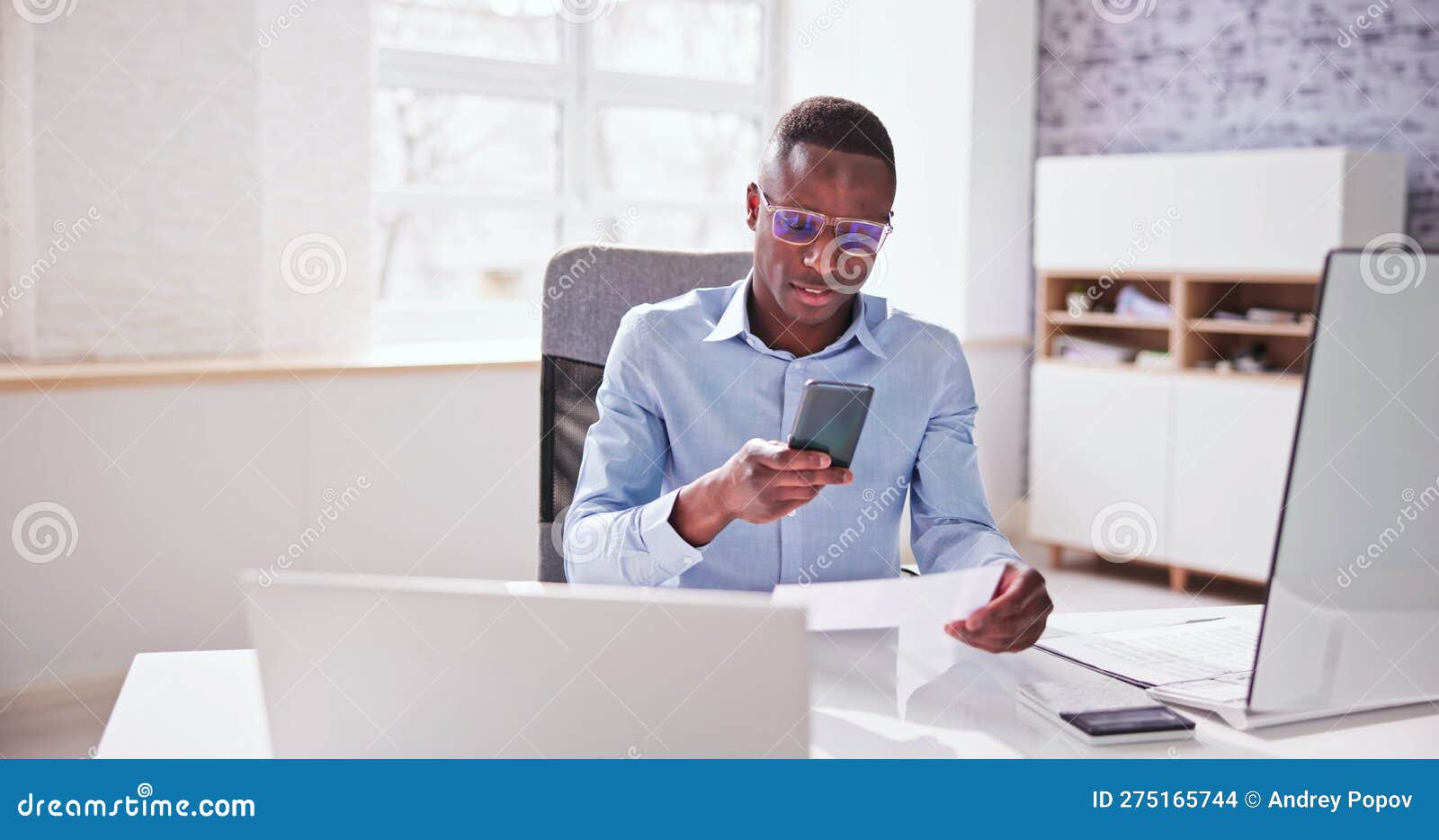 Remote Check Deposit stock photo. Image of insured, black - 275165744