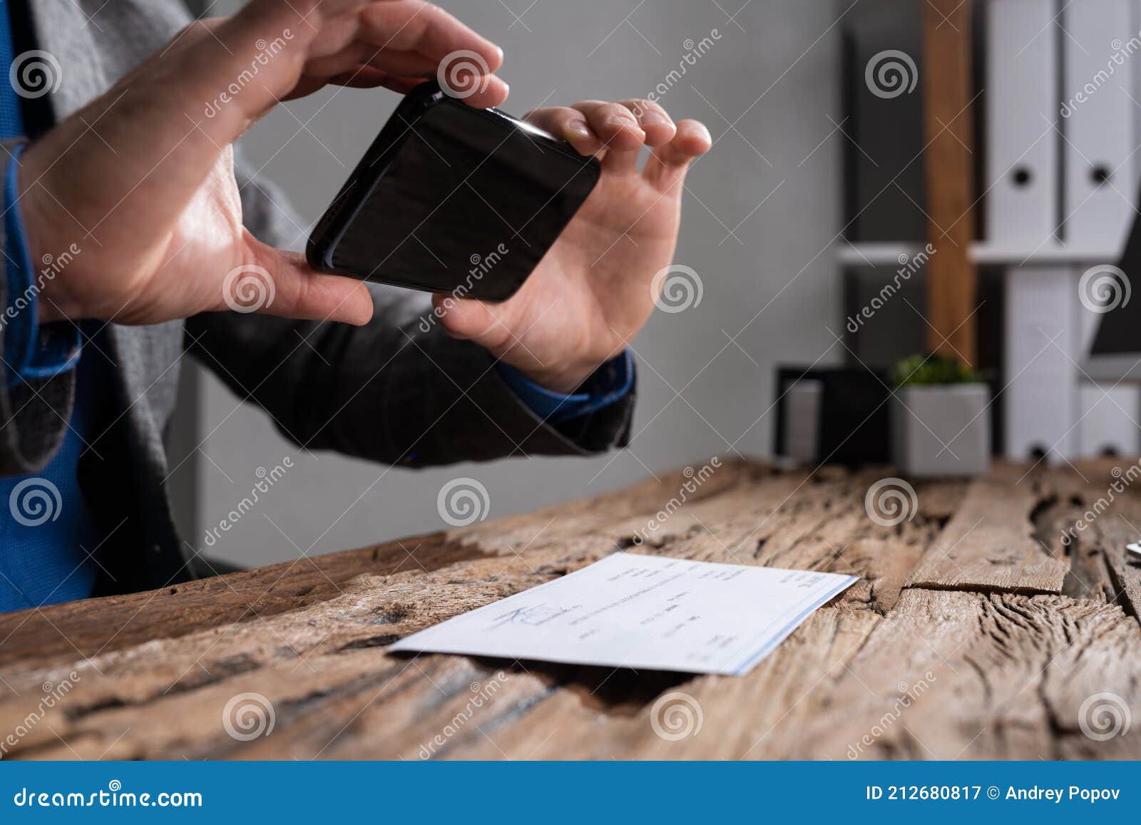 Remote Check Deposit. Scanning Documents Stock Image - Image of taking ...