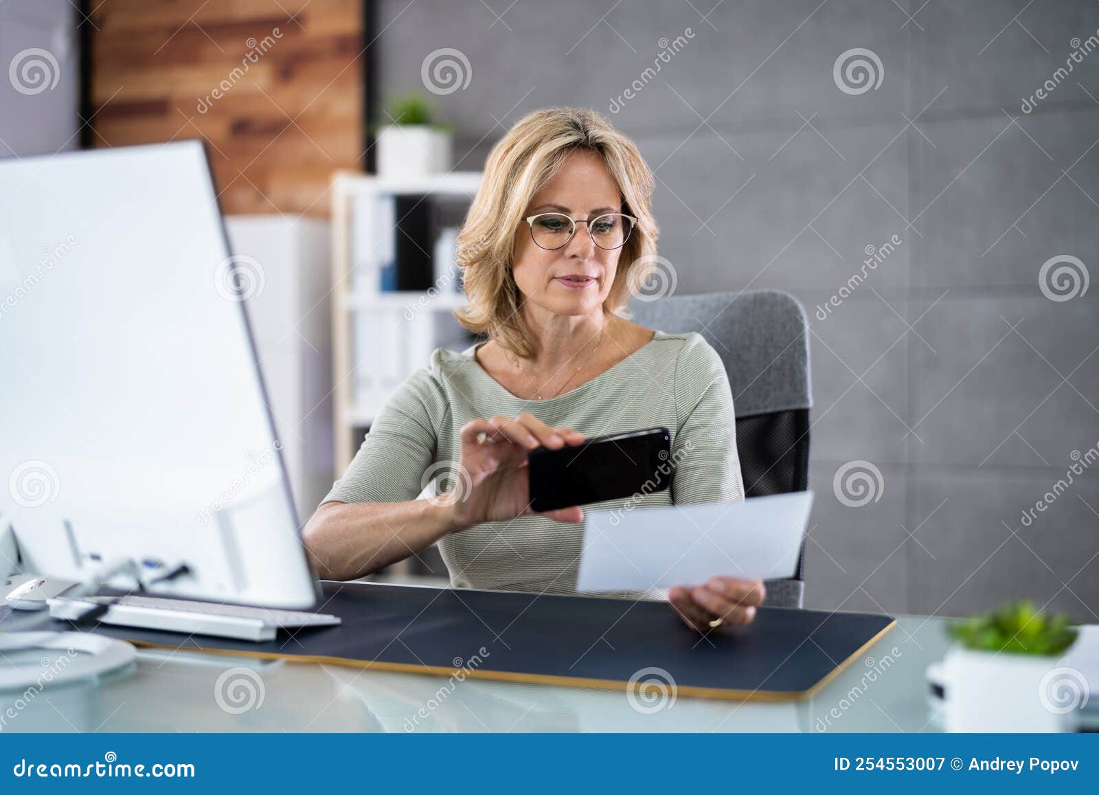 Remote Check Deposit Taking Photo Stock Image - Image of quick ...