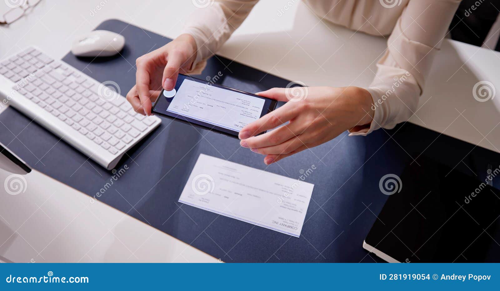 Remote Check Deposit Taking Photo Stock Photo - Image of bank ...