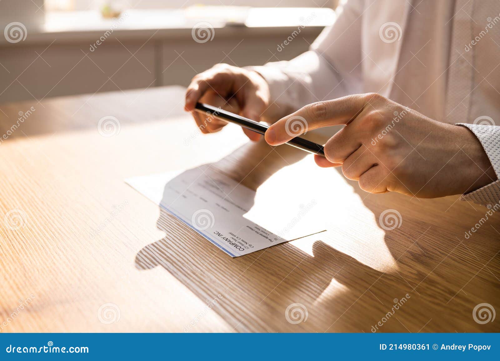 Remote Check Deposit Using Mobile Remote Stock Image - Image of male ...