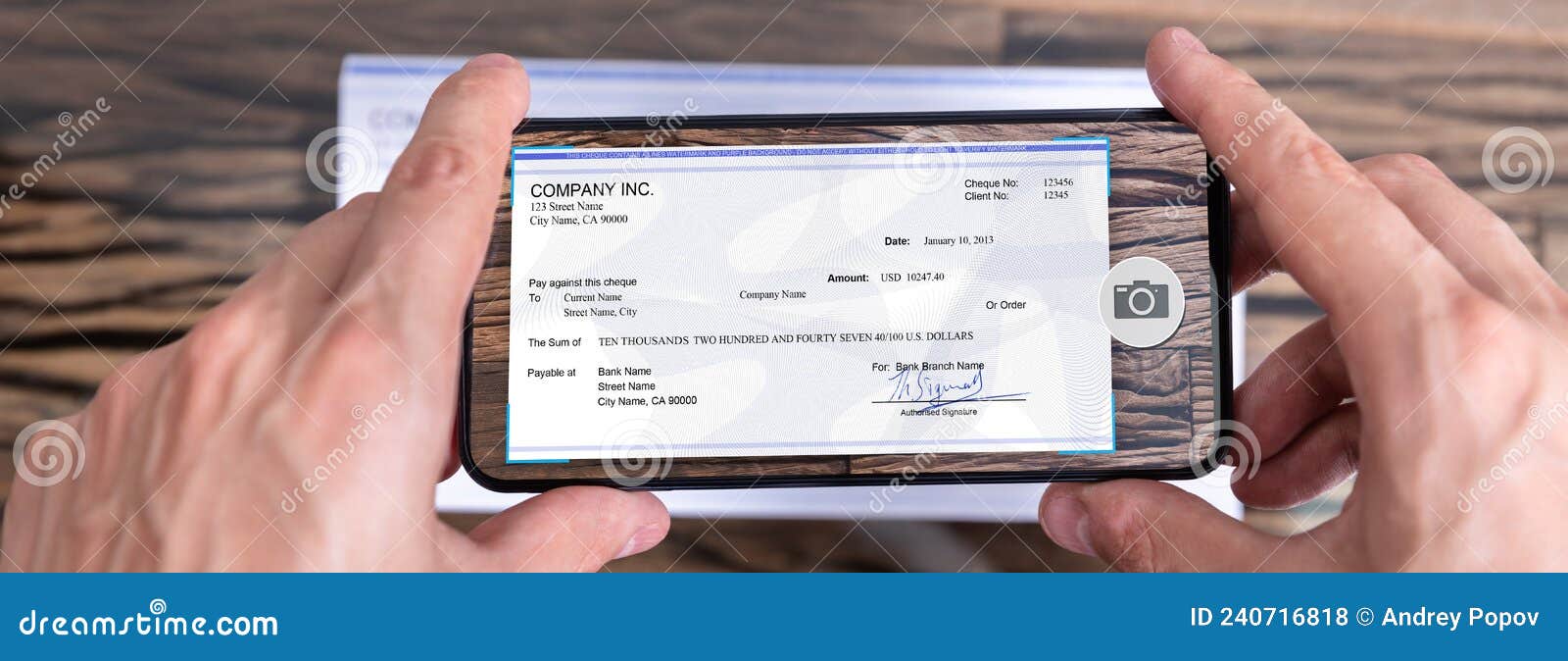 Remote Cheque Deposit Using Mobile Phone Stock Photo - Image of cheque ...