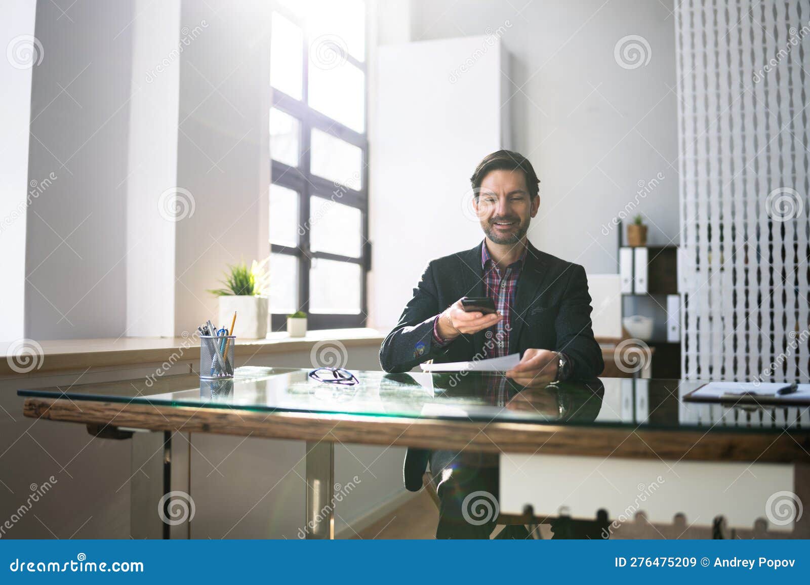 Remote Cheque Deposit Using Mobile Phone Stock Image - Image of deposit ...