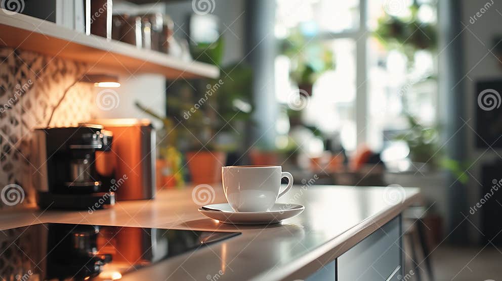 Remote Coffee Modern Kitchen Stock Illustration - Illustration of break ...