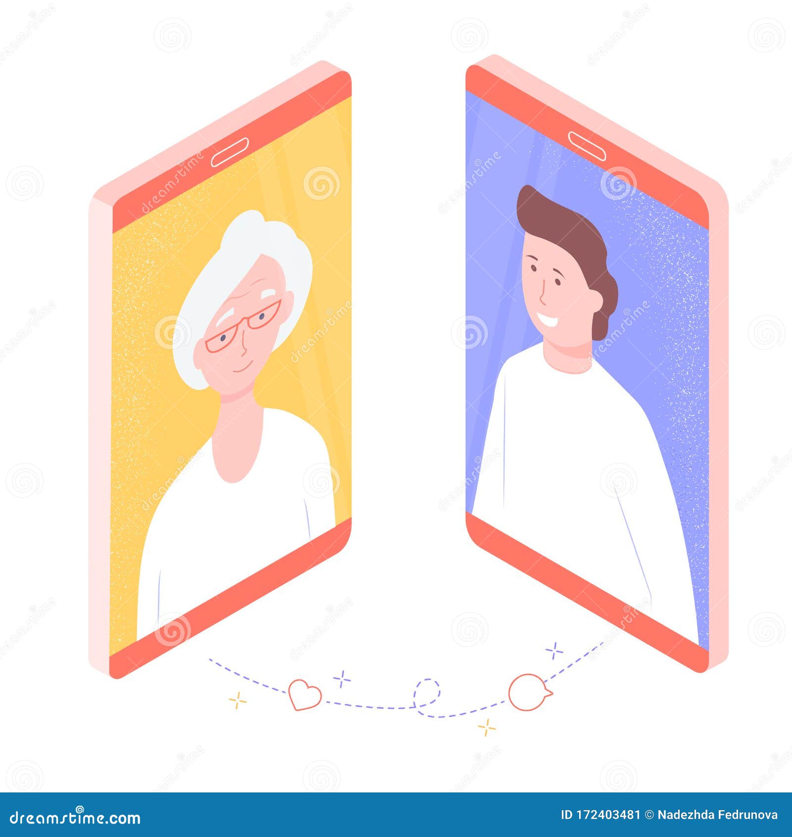 Remote Communication of Relatives Stock Vector - Illustration of button ...