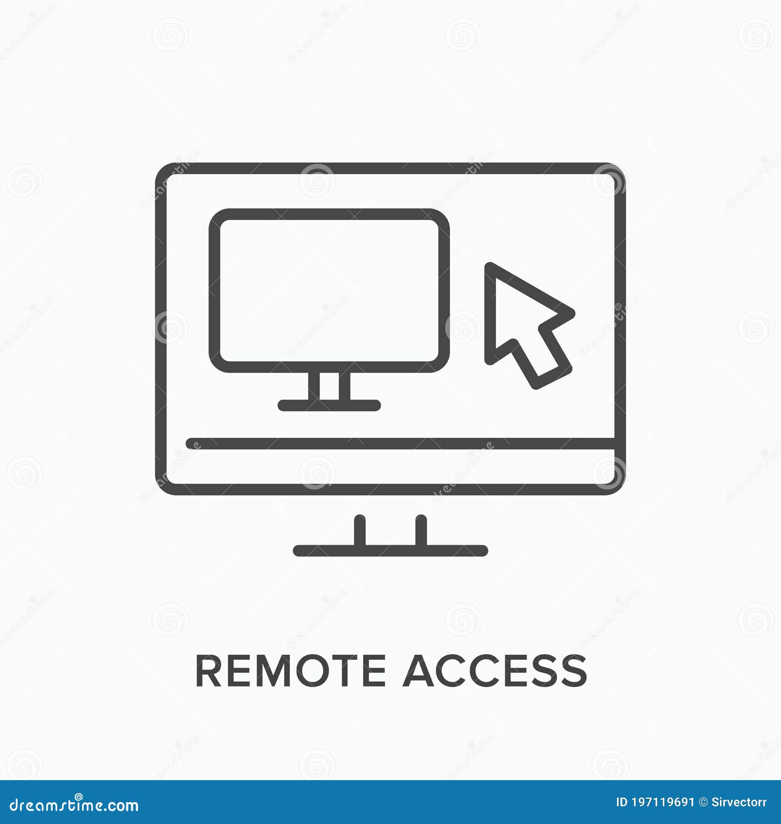 Remote Computer Flat Line Icon. Vector Outline Illustration of Virtual ...