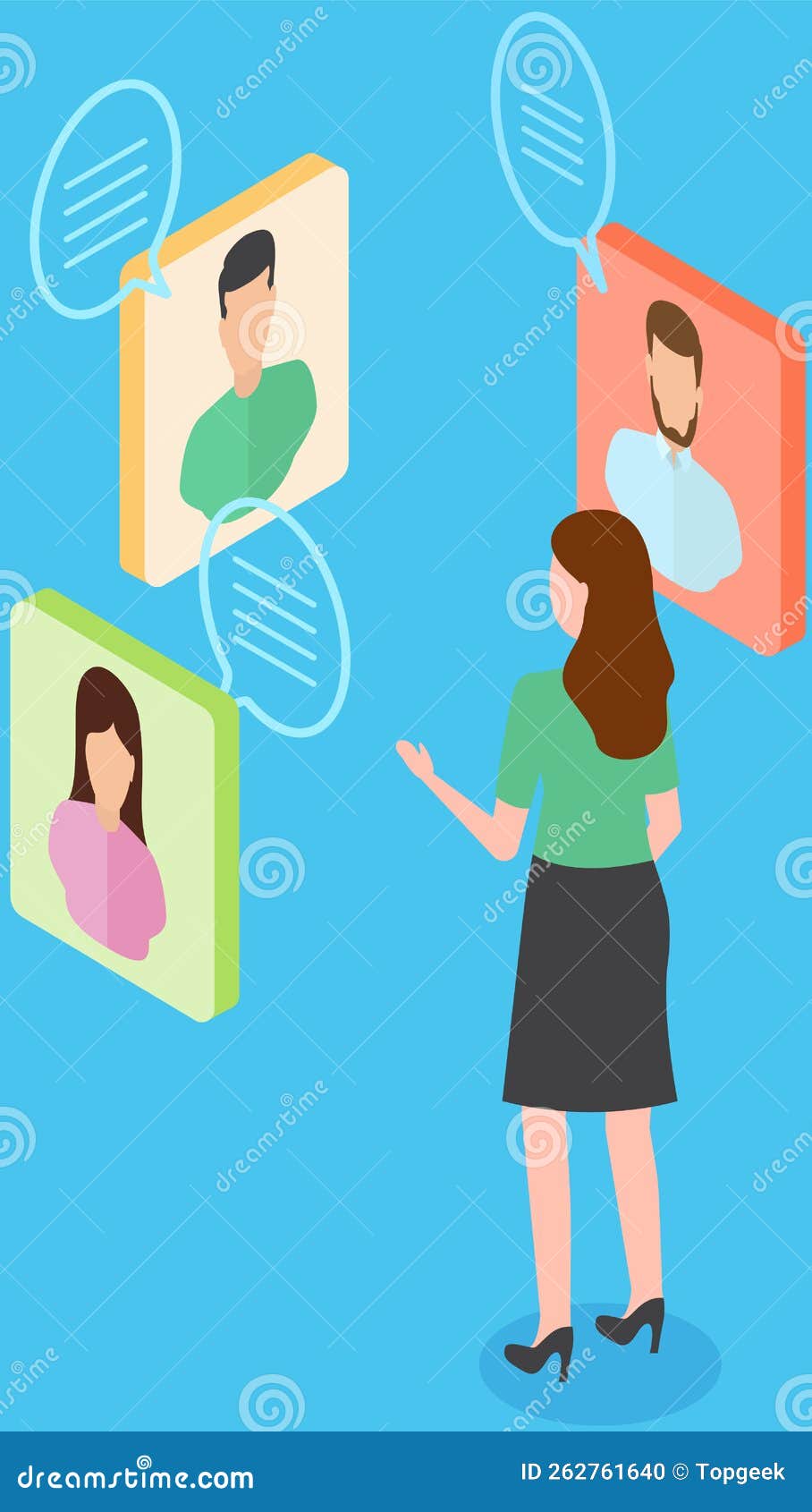 Remote Comunication, Virtual Business Meeting. Distance Chatting ...