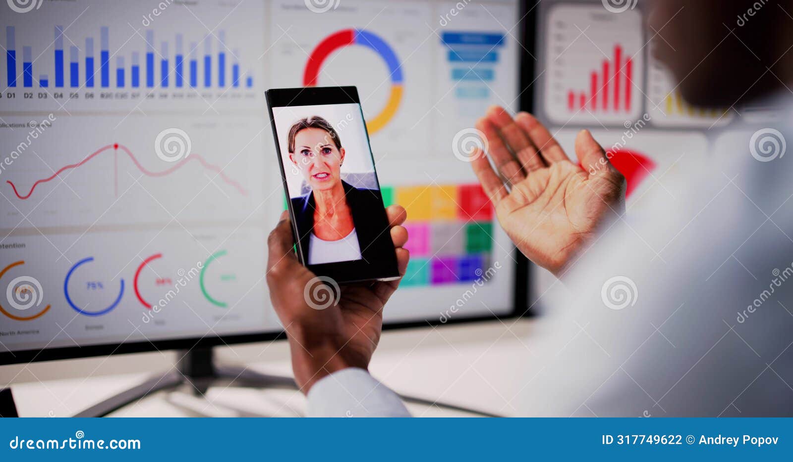 Remote Conference Webinar and KPI Dashboard Chart Stock Photo - Image ...